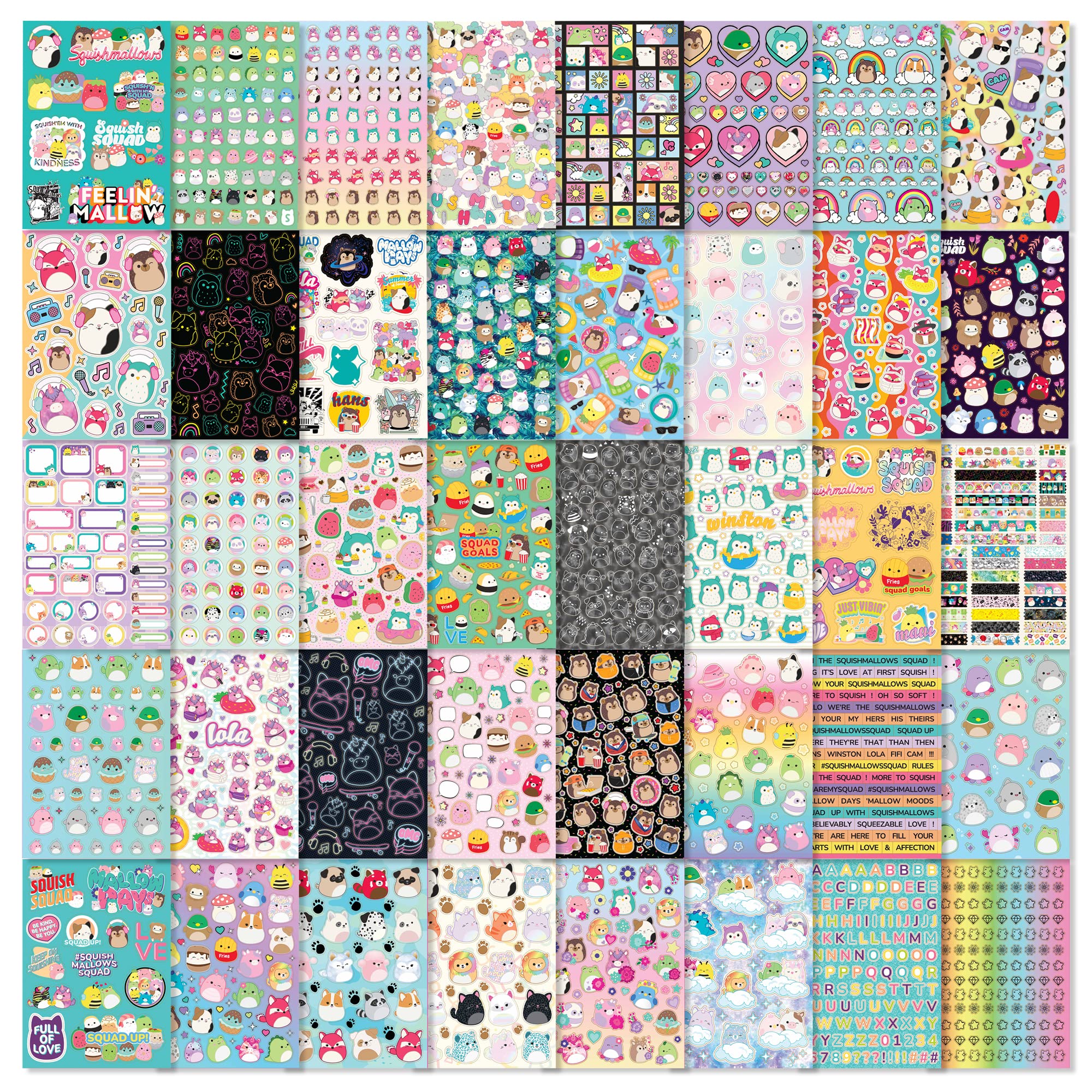 Fashion Angels Squishmallows Sticker Book - Includes 2000+ Squishmallows Stickers & 10 Sticker Collector Pages - Join The Squish Squad - Accessorize Notebooks, Journals - Ages 6 & Up, Multicolor