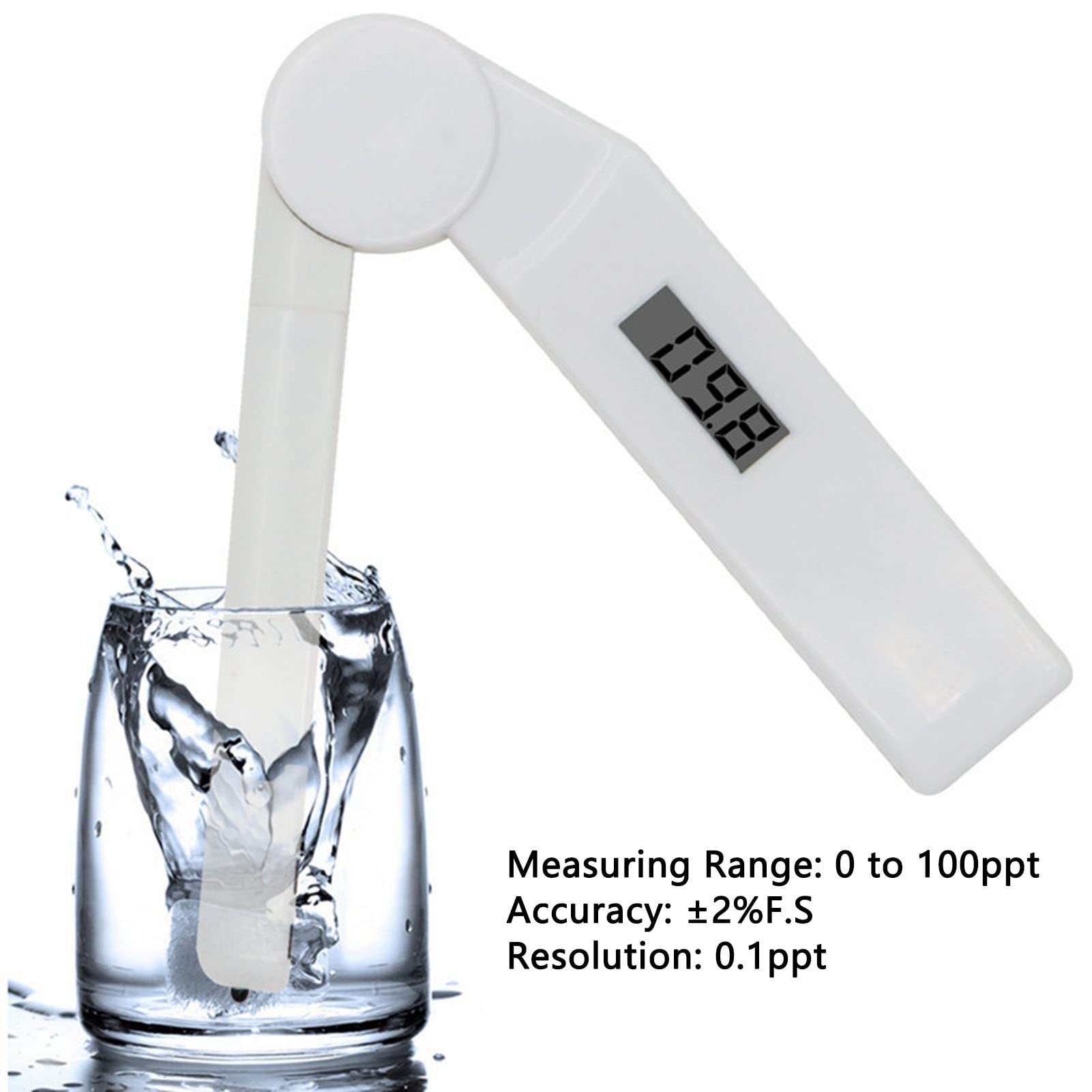 Digital Salinity Tester,Digital Salinity Tester for Salt Water,Foldable Design High Accuracy Quick Response 0 to 100ppt Pool Salt Tester for Seawater, Aquariums, Marine Monitoring, Pool Salt Test