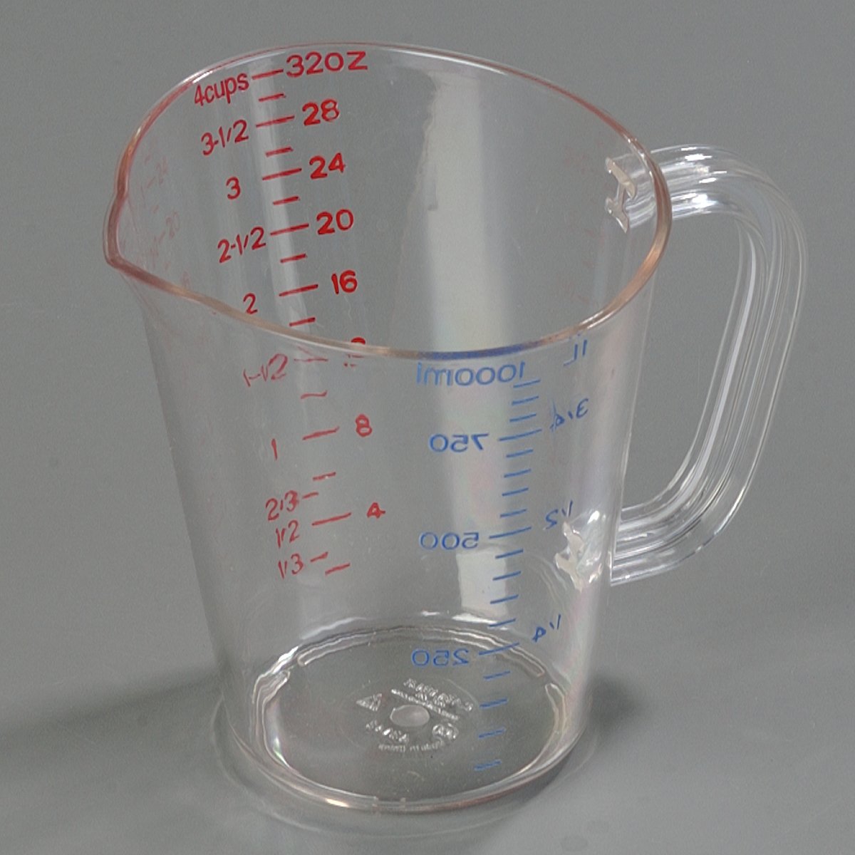 Carlisle FoodService Products 4314307 Commercial Plastic Measuring Cup, 1 Quart, Clear