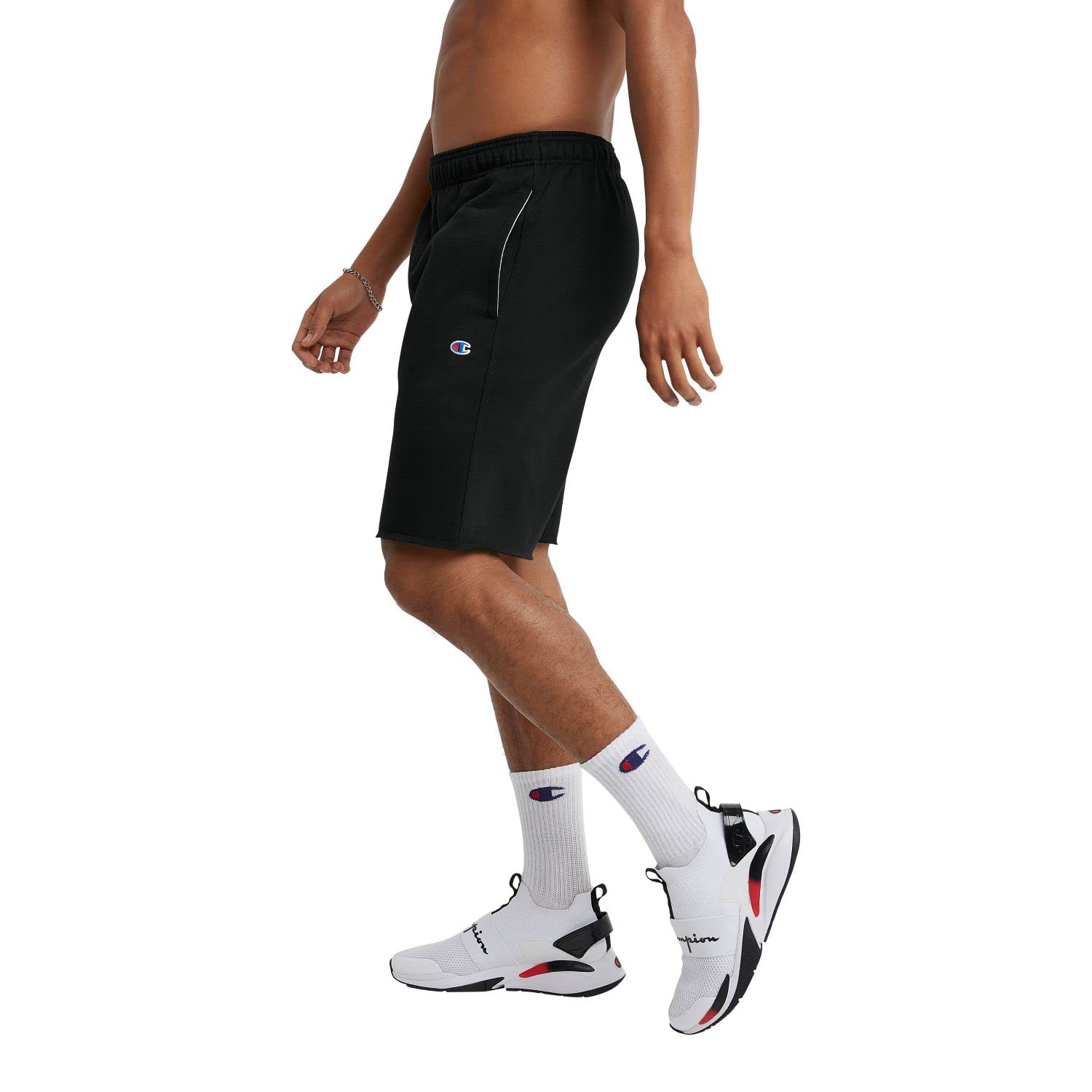 Champion mens 10" Powerblend Fleece Short, Left Sleeve C Shorts, Black-549314, X-Large US