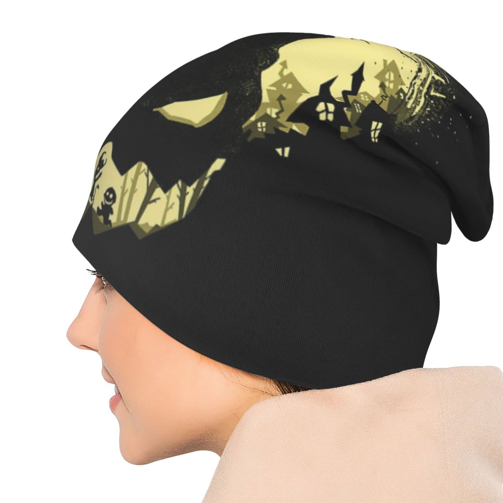 Christmas Jack Knit Hat Winter Outdoor Slouchy Warm Hat Printing Skull Cap for Adult