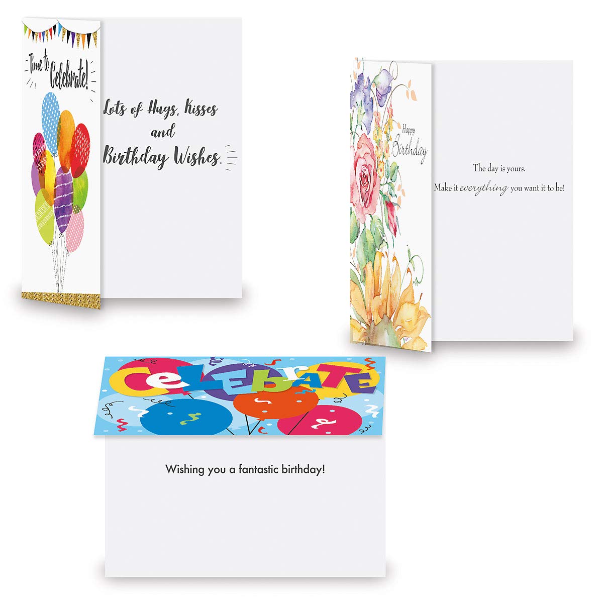 Mega Happy Birthday Greeting Card Value Pack – Set of 36 (18 Designs), Large 5 x 7 inches, Envelopes Included, by Current