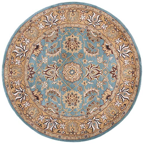 SAFAVIEH Heritage Collection 3'6" Round Blue/Gold HG958A Handmade Traditional Oriental Premium Wool Area Rug