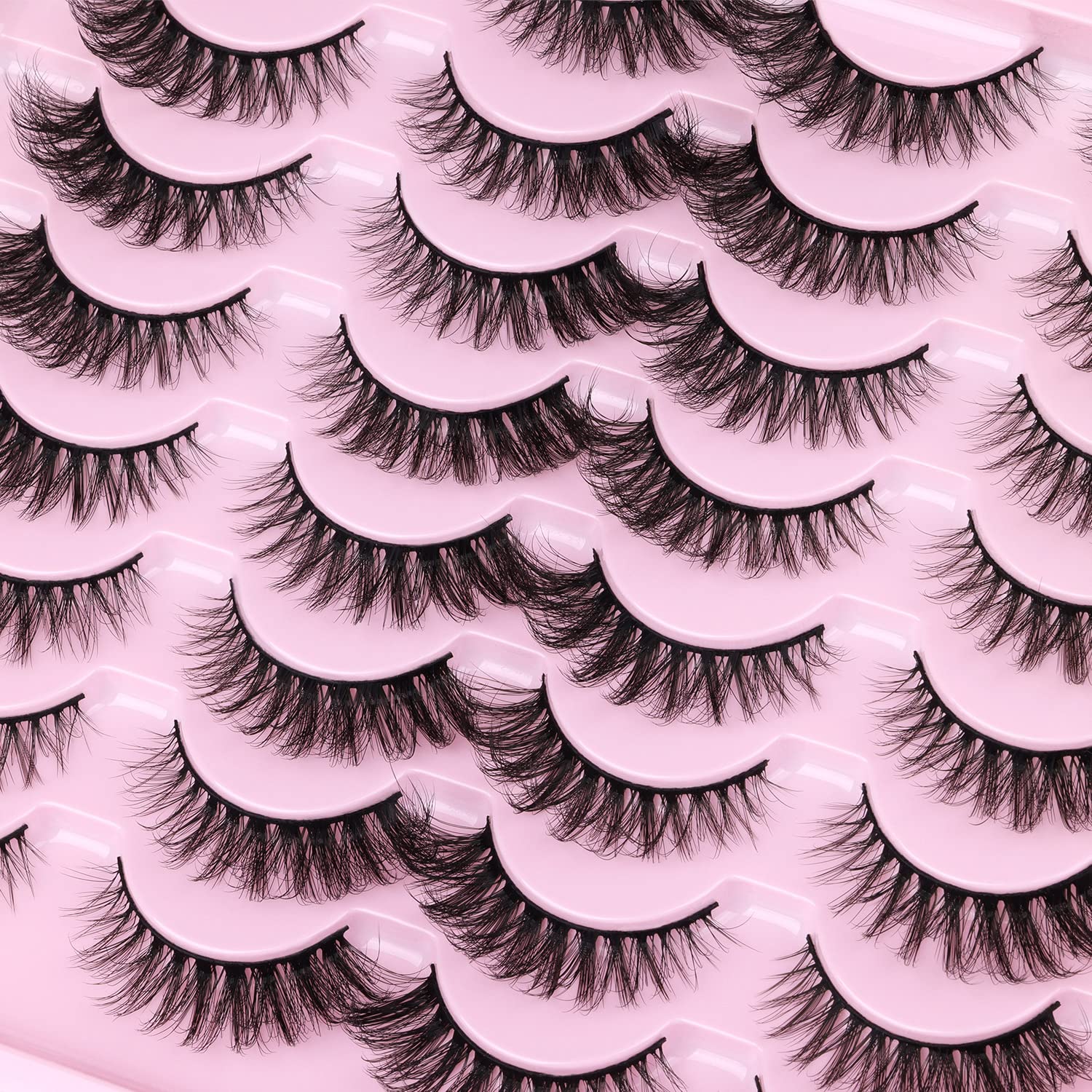 False Eyelashes Natural Look Wispy Fake Lashes Fluffy 15mm Short Cat Eye Faux Mink Eyelashes Wispies Strip Lashes Pack by Delyneph