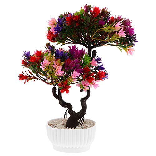 Happyyami Artificial Plants Indoor Artificial Bonsai Tree Fake Bonsai Juniper Tree Faux Potted Plant Bonsai Pine Tree Simulation Bonsai Plants for Greenery Office Home Decor Small Artificial Plants