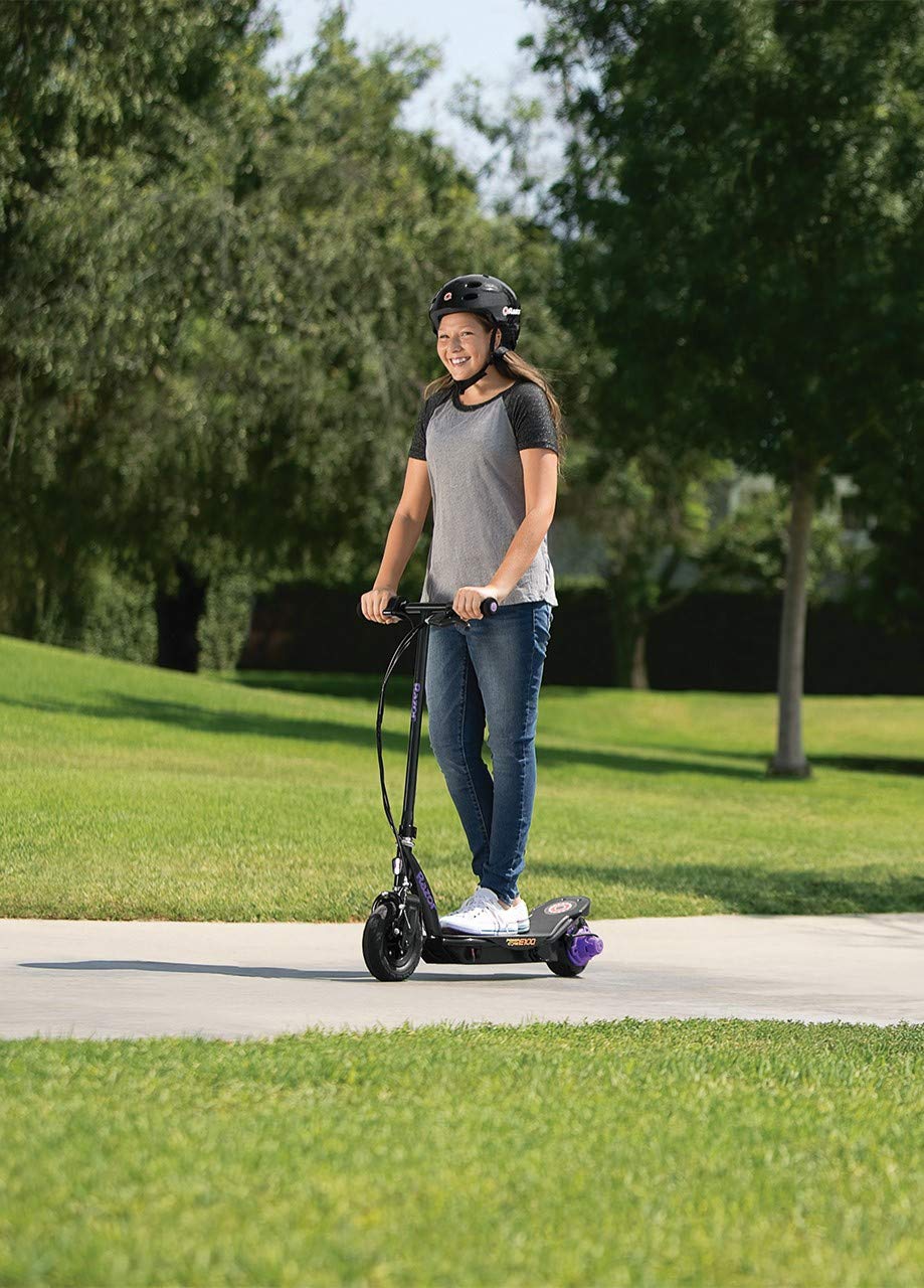 Razor Power Core E100 Electric Scooter for Kids Ages 8+ - 100w Hub Motor, 8" Pneumatic Tire, Up to 11 mph and 60 min Ride Time, For Riders up to 120 lbs