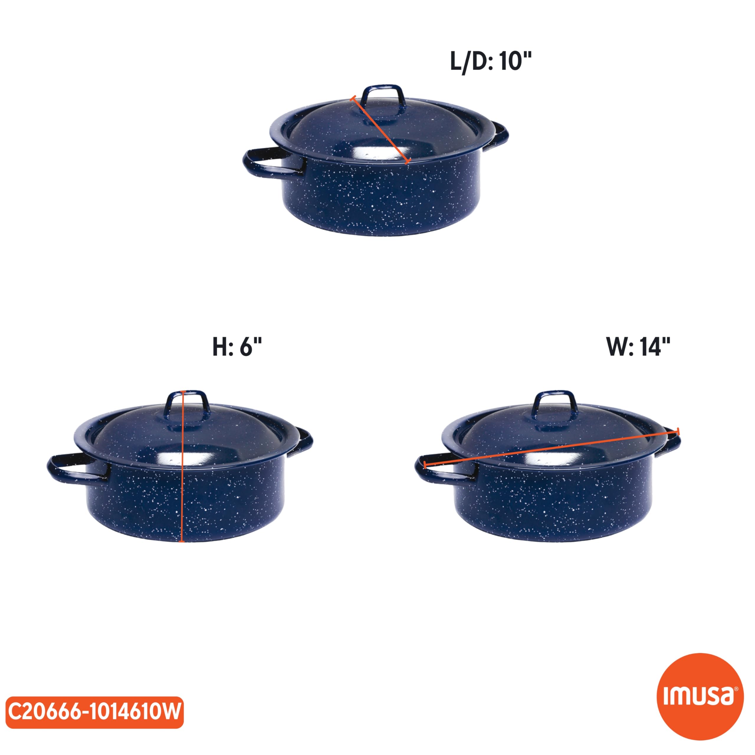 Iimusa Dutch Oven with Lid, 5 Quart, Blue