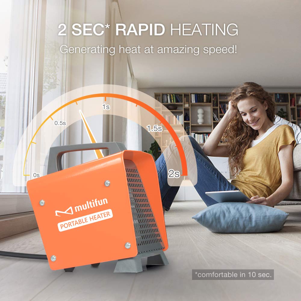 Portable Space Heater 1500W Energy Efficient Electric Personal Heaters with Adjustable Thermostat Indoor Use Tip-over Overheat Protection Small Room Quick Heating Maker for Camper, Office, Bedroom