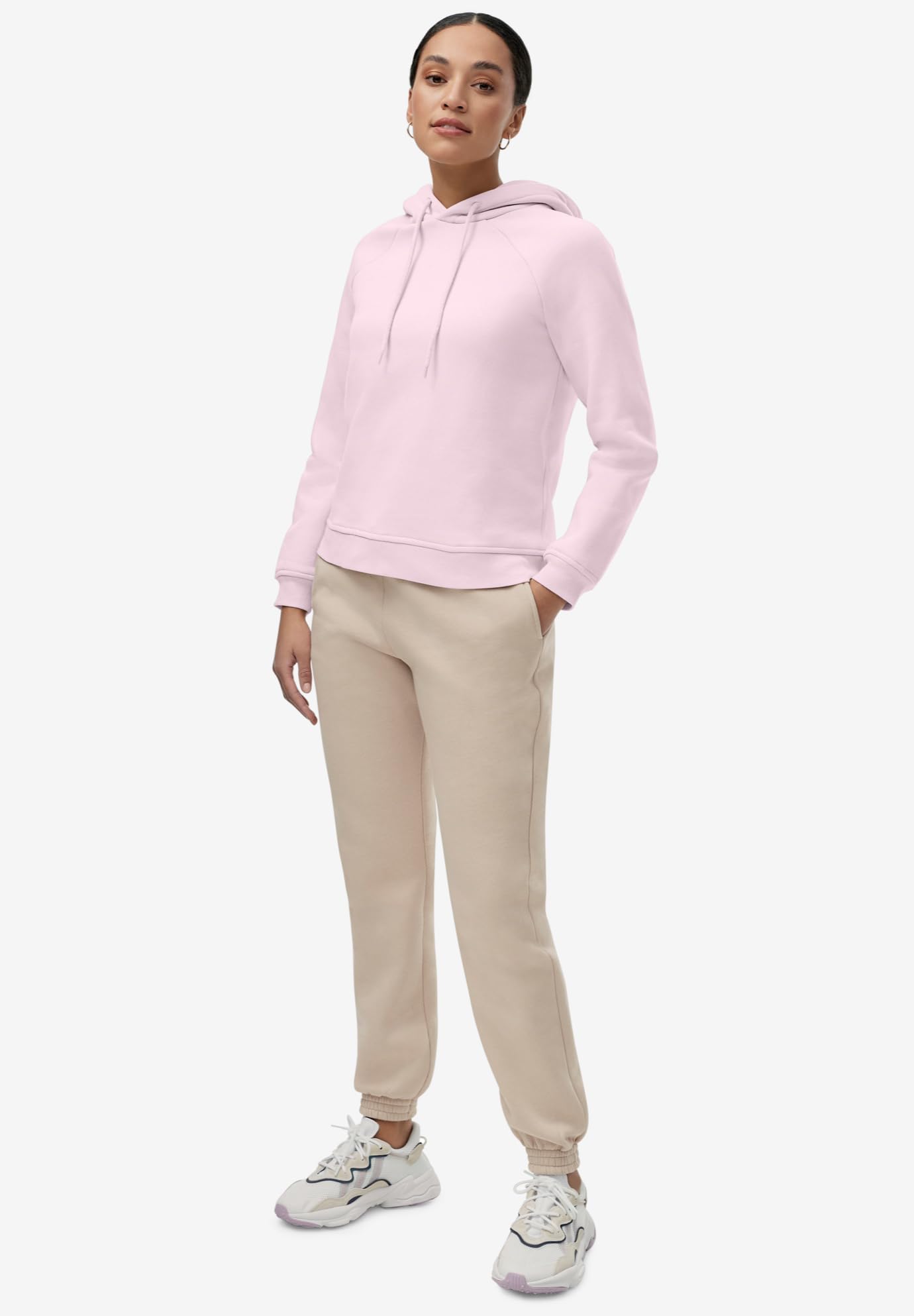 Ellos Women's Plus Size Hooded Fleece Sweatshirt - 22/24, Misty Rose