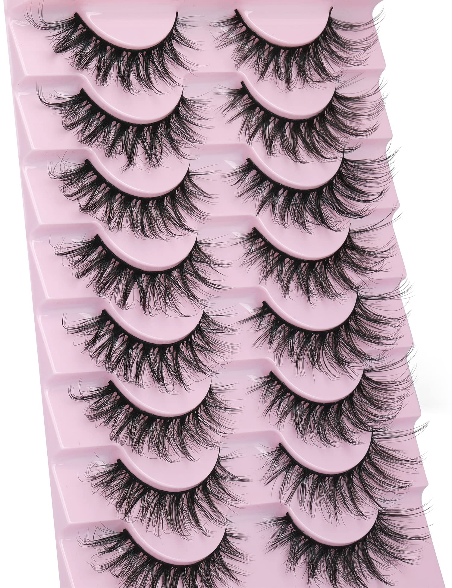 False Eyelashes Natural Mink Lashes Wispy Fluffy Cat Eye Lashes Soft 8 Pairs Eye Lashes Pack by Pawotence