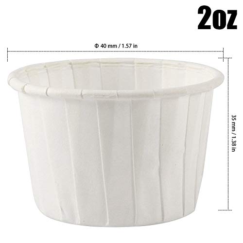 KEILEOHO 800 Pack 2 OZ Treated Paper Souffle Portion Cups, Food Grade Paper Condiment Cups for Condiments, Samples, Popcorn, Candies, Measuring, White