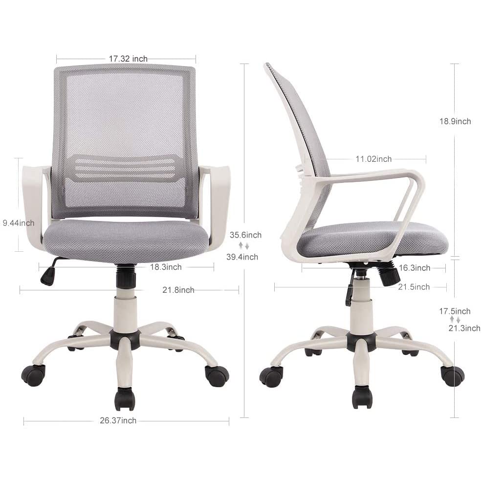 Office Chair, Desk Chair Home Office Chair Mesh Computer Chair Ergonomic Office Chair with Lumbar Support Armrests, Mid Back Task Chair Adjustable Swivel Rolling Chair for Home Office, Living Room