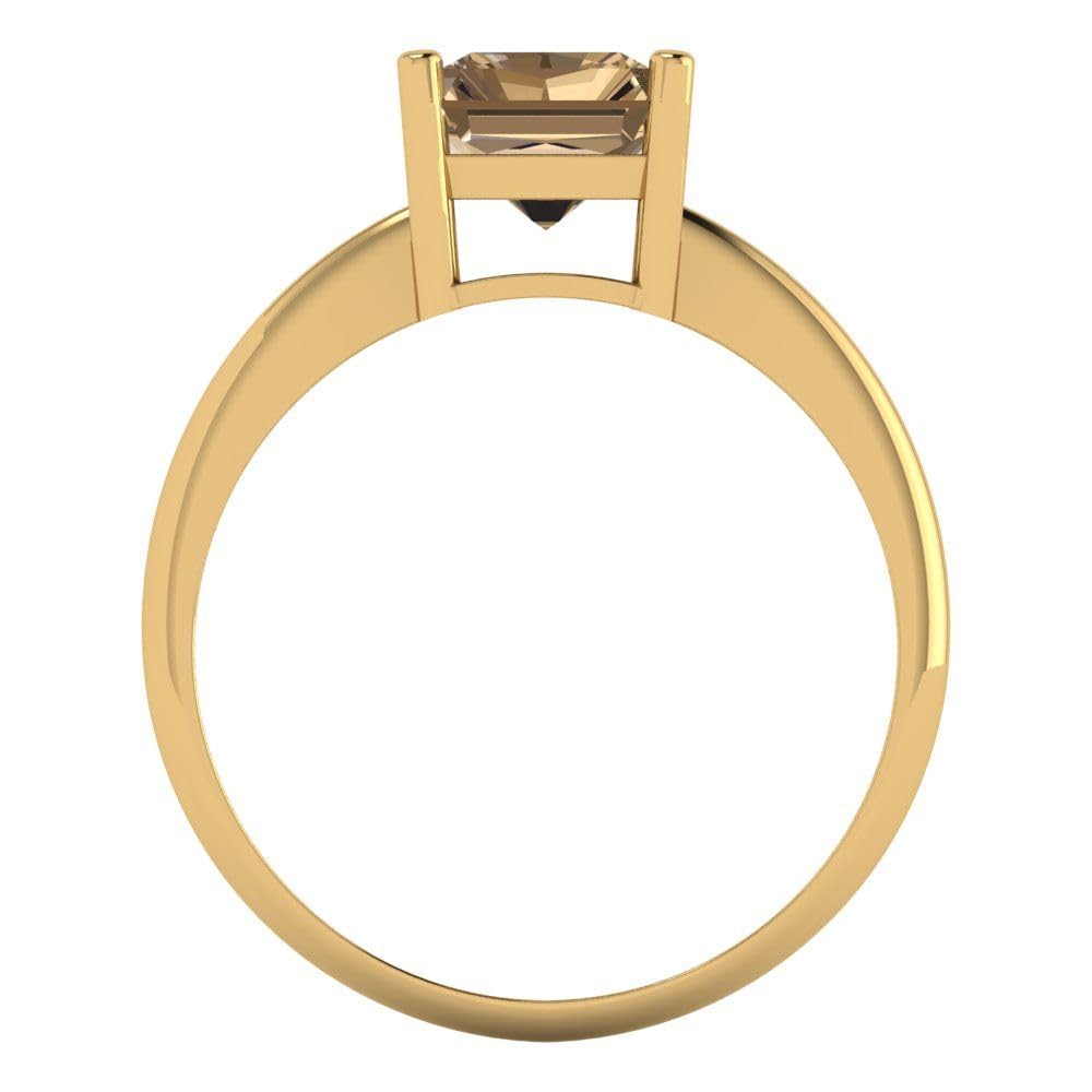 Clara Pucci 2.5ct Radiant Cut Solitaire Brown Champagne Simulated Diamond Bridal Designer Anniversary Engagement Ring 14k Yellow Gold