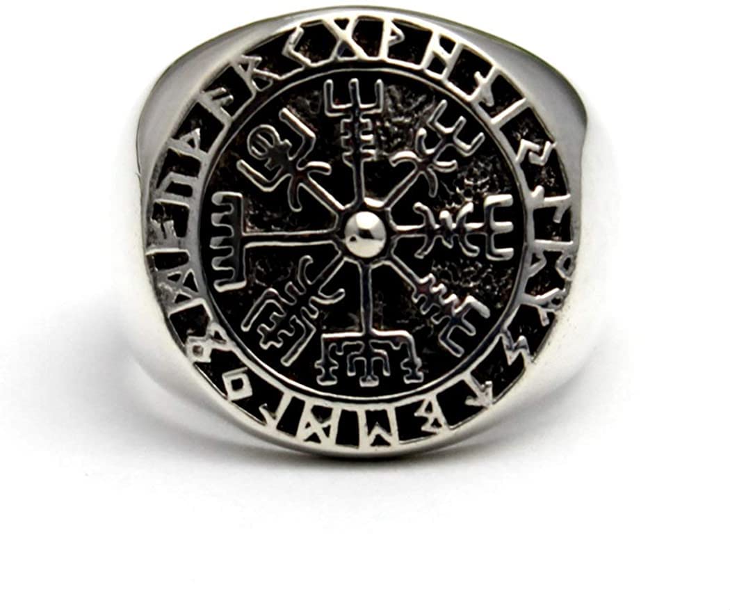 COSUMOSU Sterling Silver Viking Compass Vegivisir Ring (10)