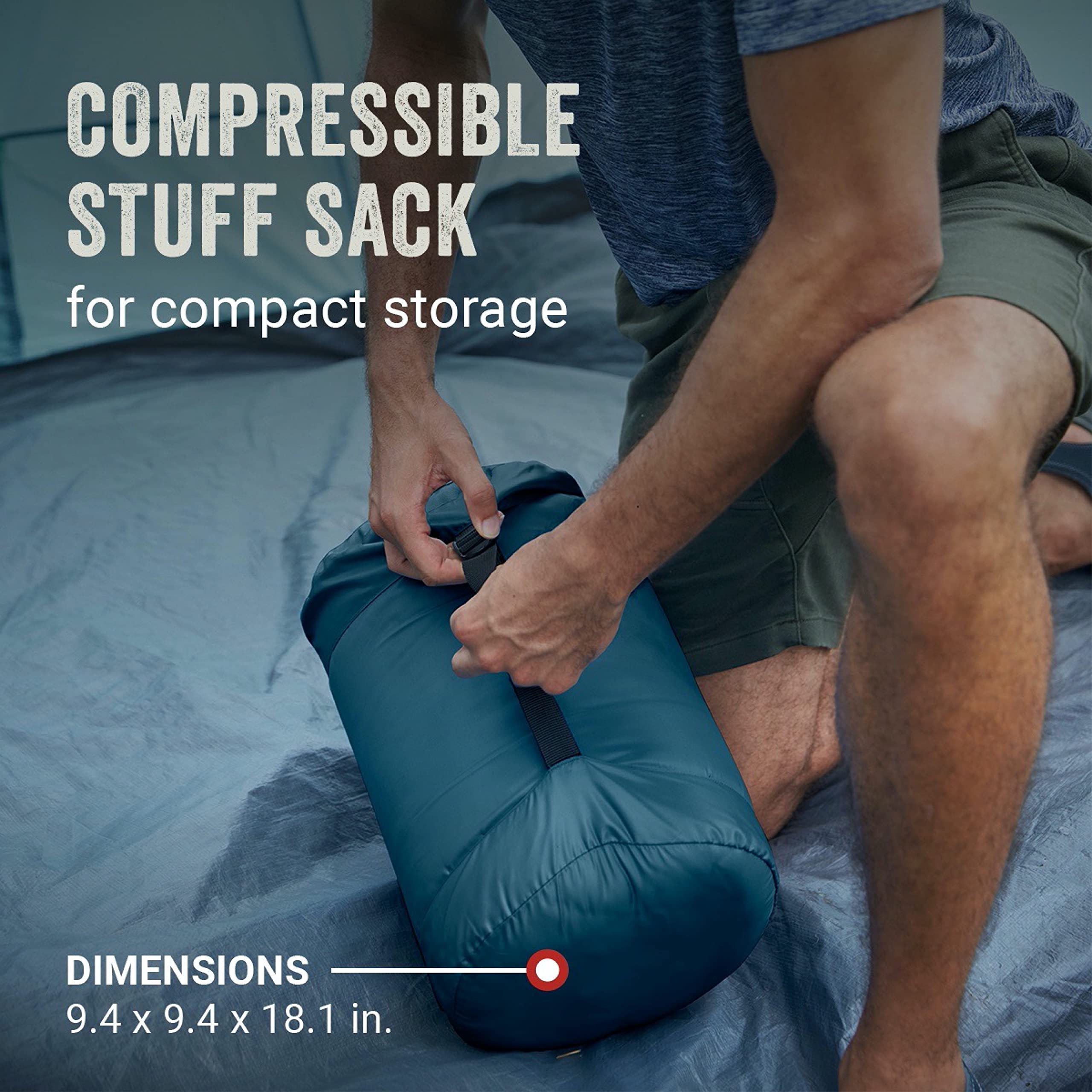 Coleman Kompact Sleeping Bag, Indoor/Outdoor Lightweight Sleeping Bag for Adults, 20°F/30°F/40°F Options for Camping, Hiking, Backpacking with Included Compression Sack; Big & Tall