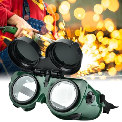Flip-Up Front Welding Goggles, Safety Eye Protection Welder Goggles with 50 mm Lens, Protective Glasses Used for Welding, Soldering, Torching, Brazing & Metal Cutting