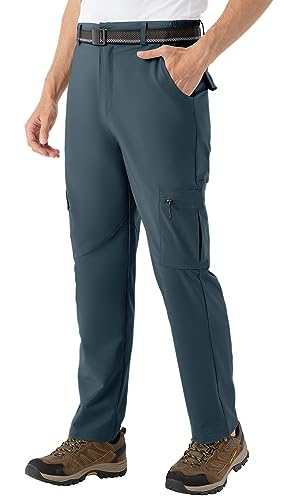 Rdruko Men's Lightweight Work Pants Waterproof Quick Dry Stertch Outdoor Hiking Cargo Pants (Cold Gray,US 36)