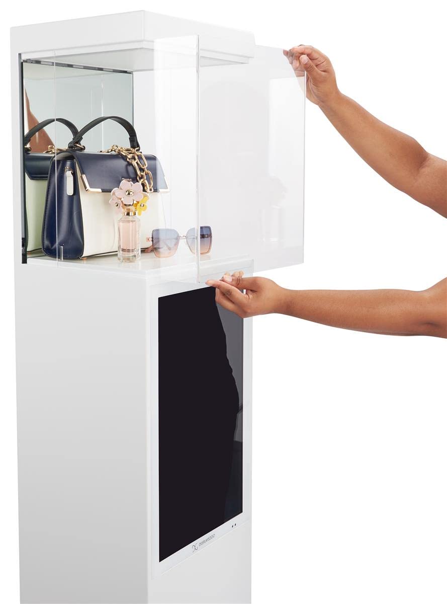 Displays2go LED Illuminated Display Case w/ 21.5 Screen, Android 7.1- White (DCNGDPLW)