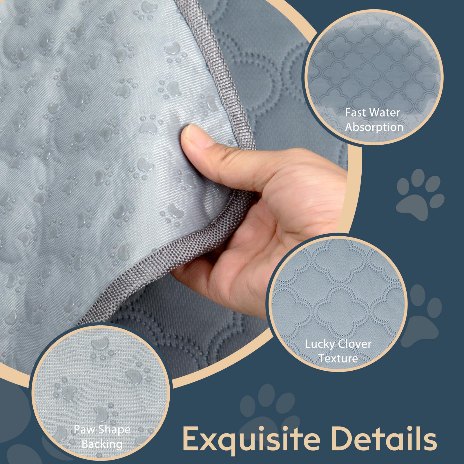 FunFurry Washable Guinea Pig Cage Liner - 2 Pack Reusable Washable Pee Pads,Waterproof Guinea Pig Bedding for Small Animal - Rabbit Bunny Hamster Puppy (Light Grey, 24" X 47" - 2 Pack)