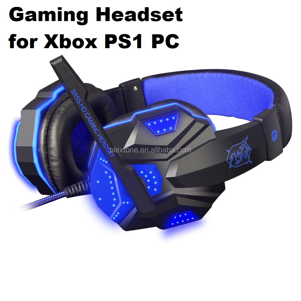Plextone PC780 Gaming Headset with Microphone Stereo Bass Earphone for PC, Xbox One, PS4, Mac, Mobile and VR (Black and Red)