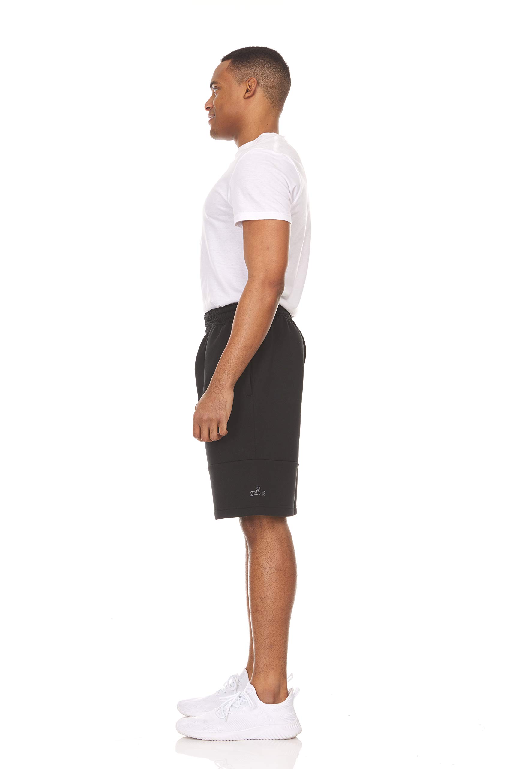 Spalding Mens Performance Regular Fit Fleece Sweat Short, 10" Inseam, Black, L