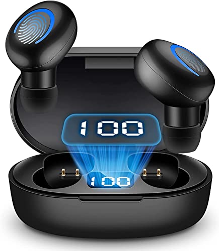 EQQO Wireless Earbuds,Bluetooth 5.1 Headset, IPX5 Waterproof in Ear Touch Earplug, Headset Lasting for 8 Hours, with Built-in Microphone Phone/Android/iOS, Black