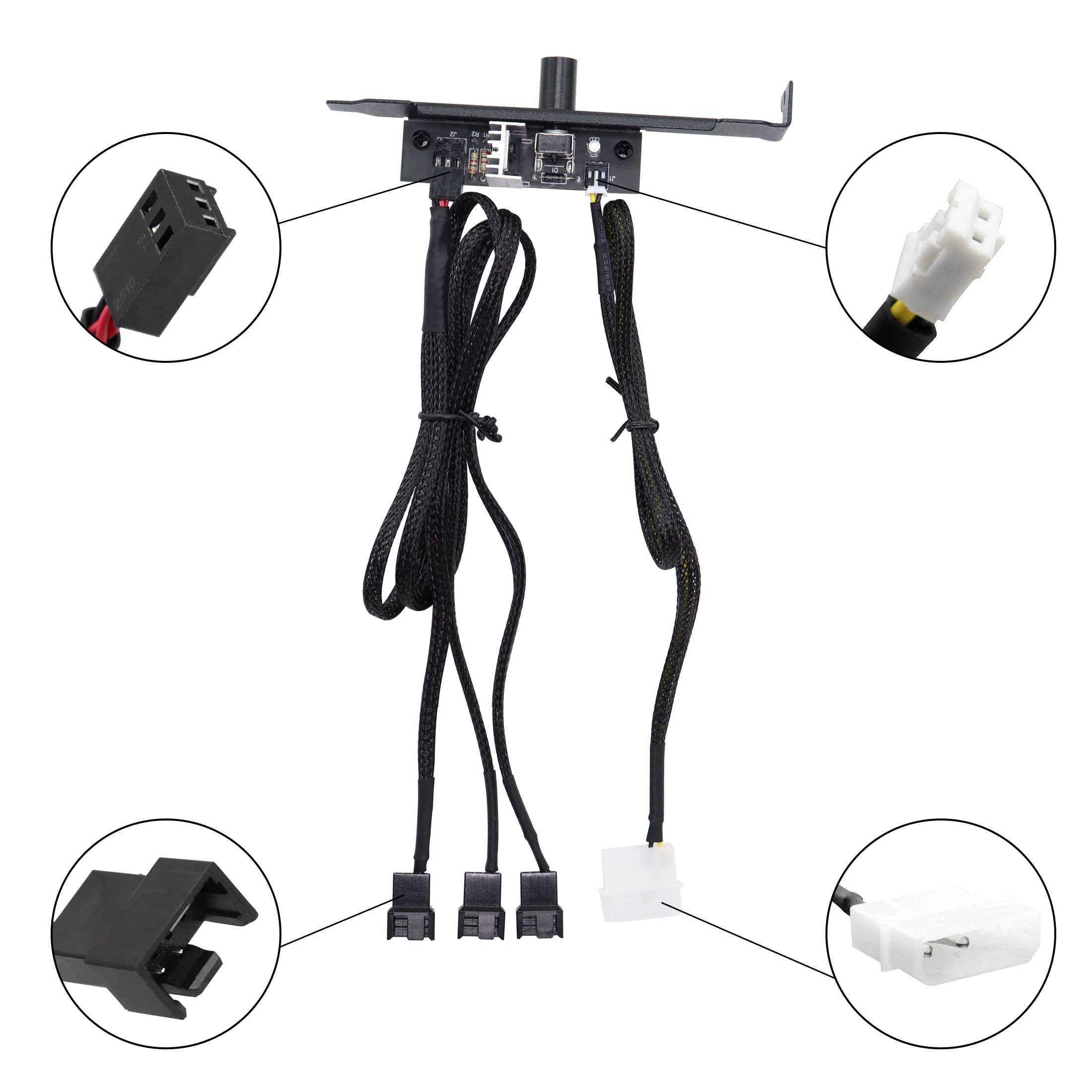 Fan Hub CPU Cooling YACSEJAO 12V 3/4pin PC 3 Channels Fan Hub 1Knob Cooling Fan Speed Controller(1Knob IDE)