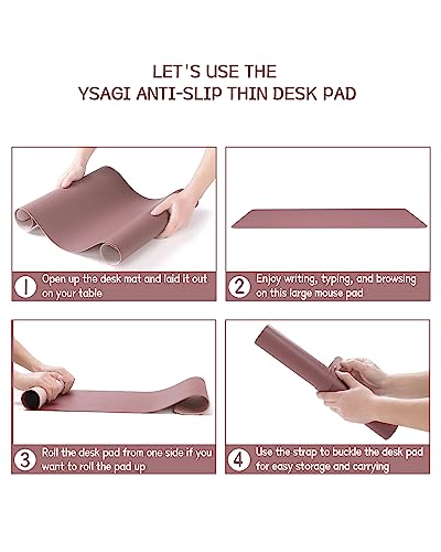 Non-Slip Desk Pad,Mouse Pad,Waterproof PVC Leather Desk Table Protector,Ultra Thin Large Desk Blotter, Easy Clean Laptop Desk Writing Mat for Office Work/Home/Decor(Dark Pink, 31.5" x 15.7")