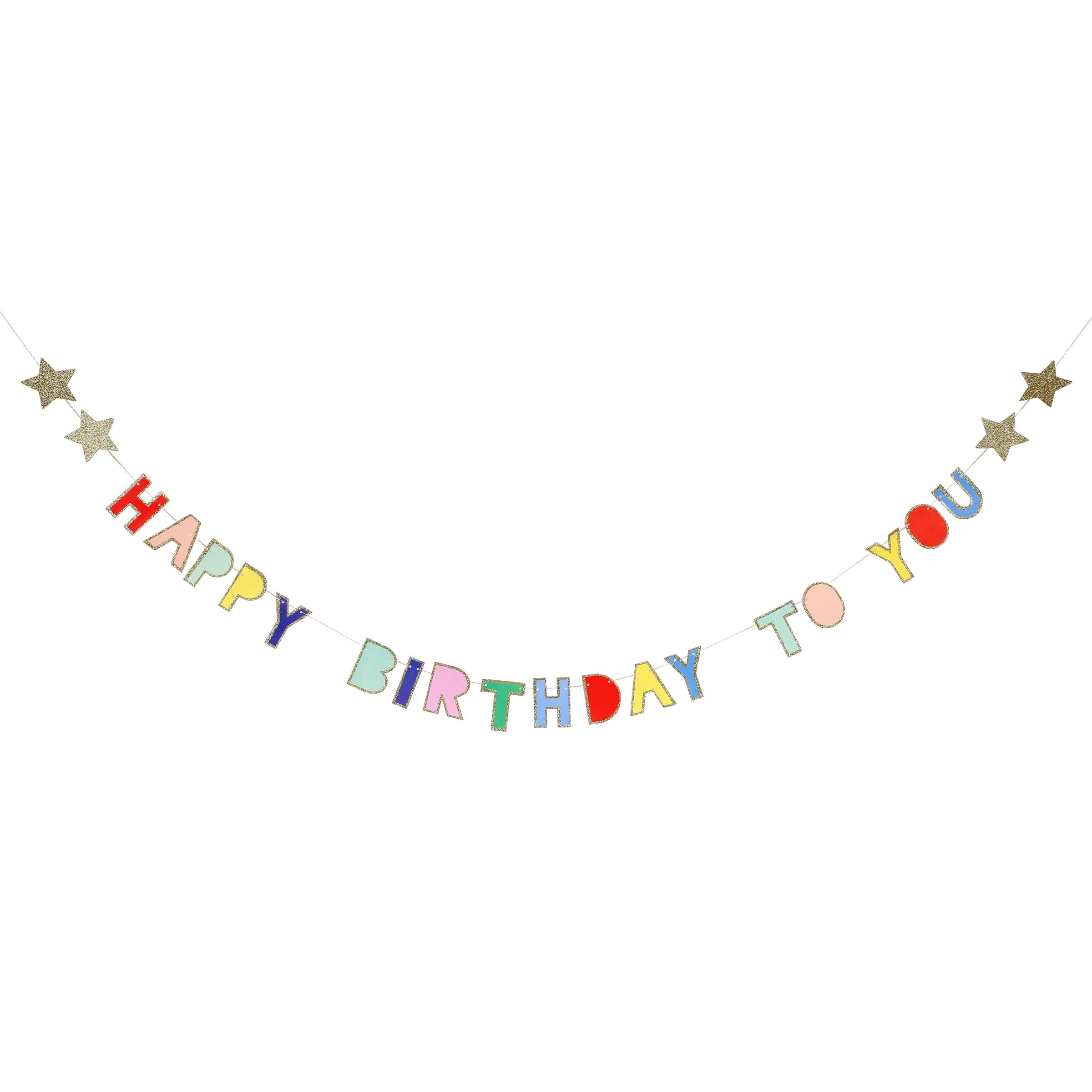 Meri Meri Happy Birthday to You Party Banner (Pack of 1), 14' Happy Birthday Banner