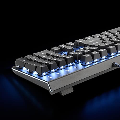 i-rocks K75M Illuminated Mechanical Keyboard, 104 Keys, PBT Keycaps, Backlit LED Light and Shortcut Keys - Programmable Light & Macro Recorder (Cherry MX Brown Switch, White)