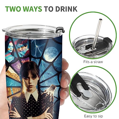 Insulated Stainless Steel Tumbler Cup 20oz with Lid,Straws Double Wall Vacuum Reusable Travel Mugs for Hot/Iced Coffee Tea Wine