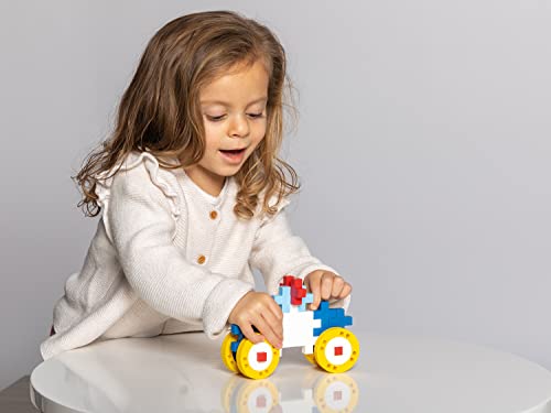 PLUS PLUS Big - Make & GO! - 70 Pieces - Construction Building Stem/Steam Toy, Interlocking Large Puzzle Blocks for Toddlers and Preschool