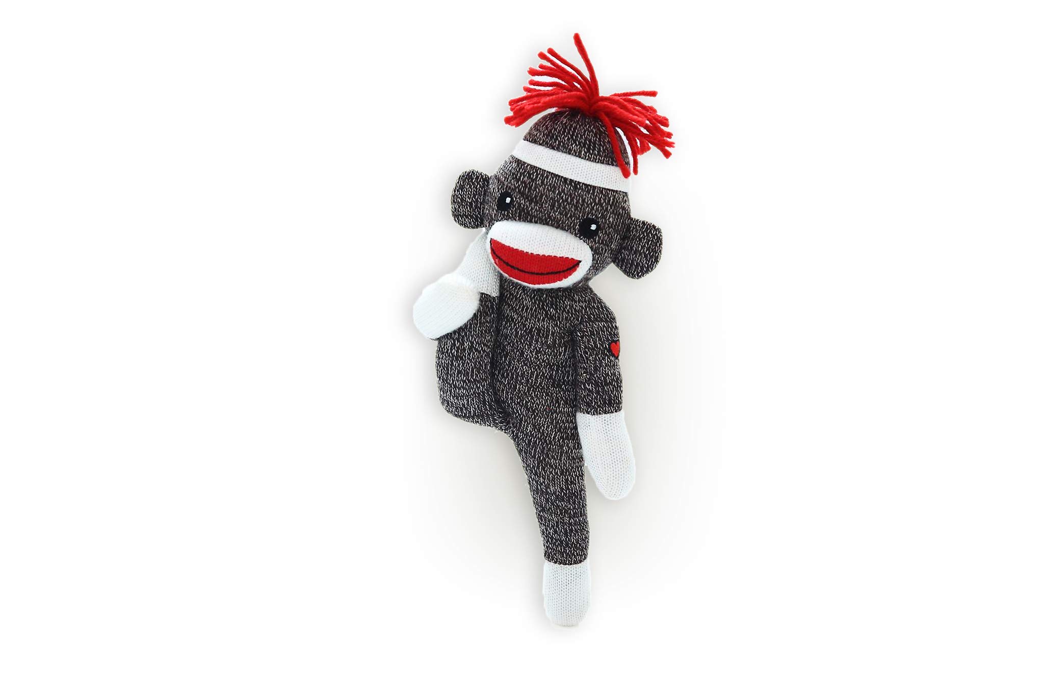 Plushland Adorable Sock Monkey 8 Inches Tall - Soft Realistic Plush Knitted Stuffed Animal Toy Gift - for Kids, Babies, Teens, Girls and Boys (Brown)