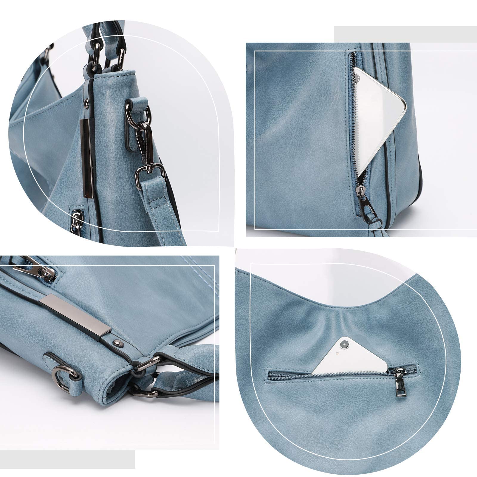 Purses for Women Shoulder Handbags Hobo Bags for Women (Blue)