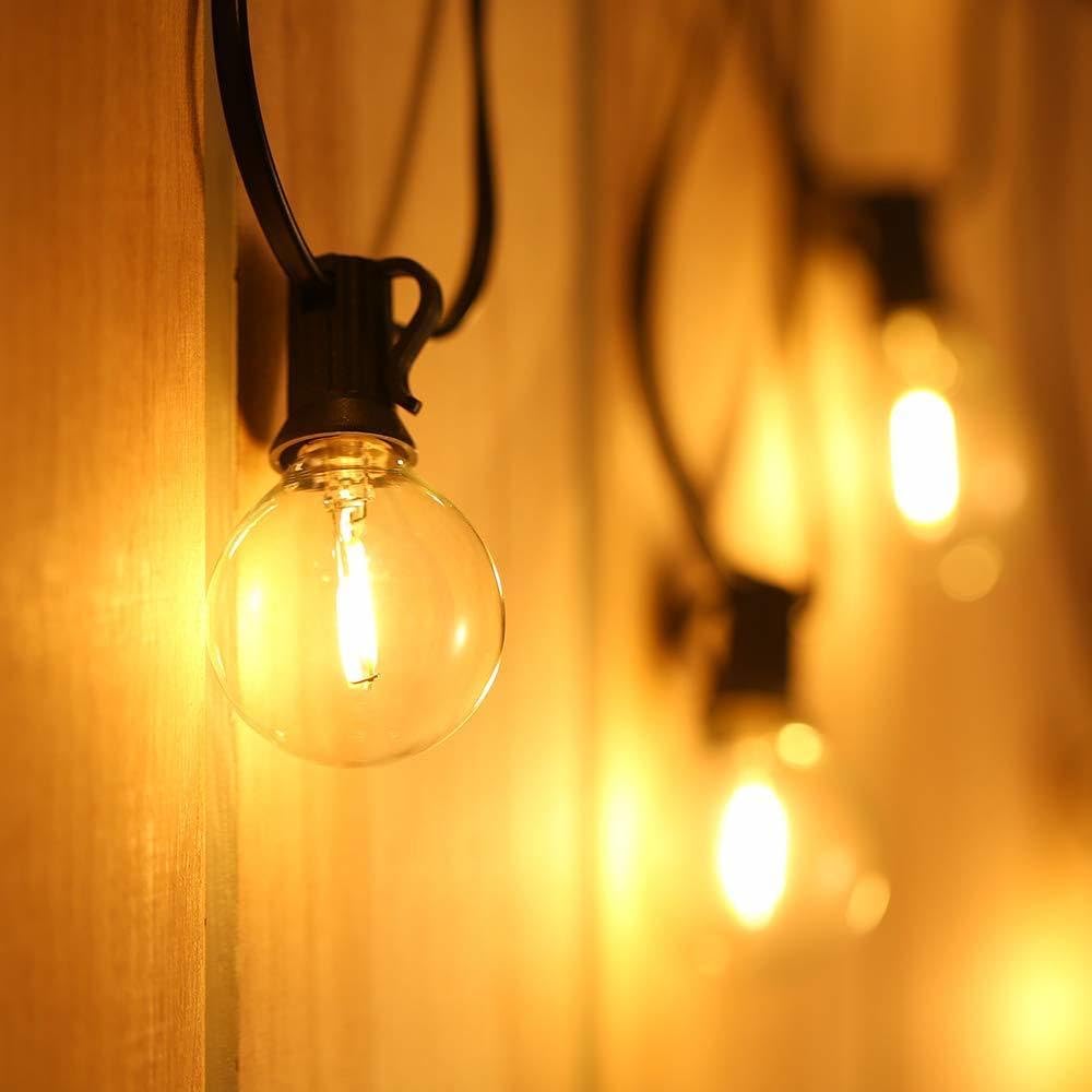 G40 Led Replacement Light Bulbs, E12 Screw Base Shatterproof Globe Light Bulbs for Outdoor String Lights, 0.6W Chandelier Bulbs Equvalent to 5 Watt Incandescent Bulbs, 2700K Warm White, 25 Pack