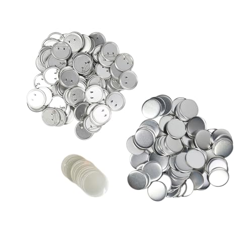 Button Badge Parts Set, Metal 100 Sets Rust Proof DIY Supplies Pin Back Button Parts for Button Making Machine (44MM)