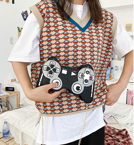 QZUnique Women Cute Gamepad Style Shoulder Handbag Zipper Crossbody Purse Messenger Bag
