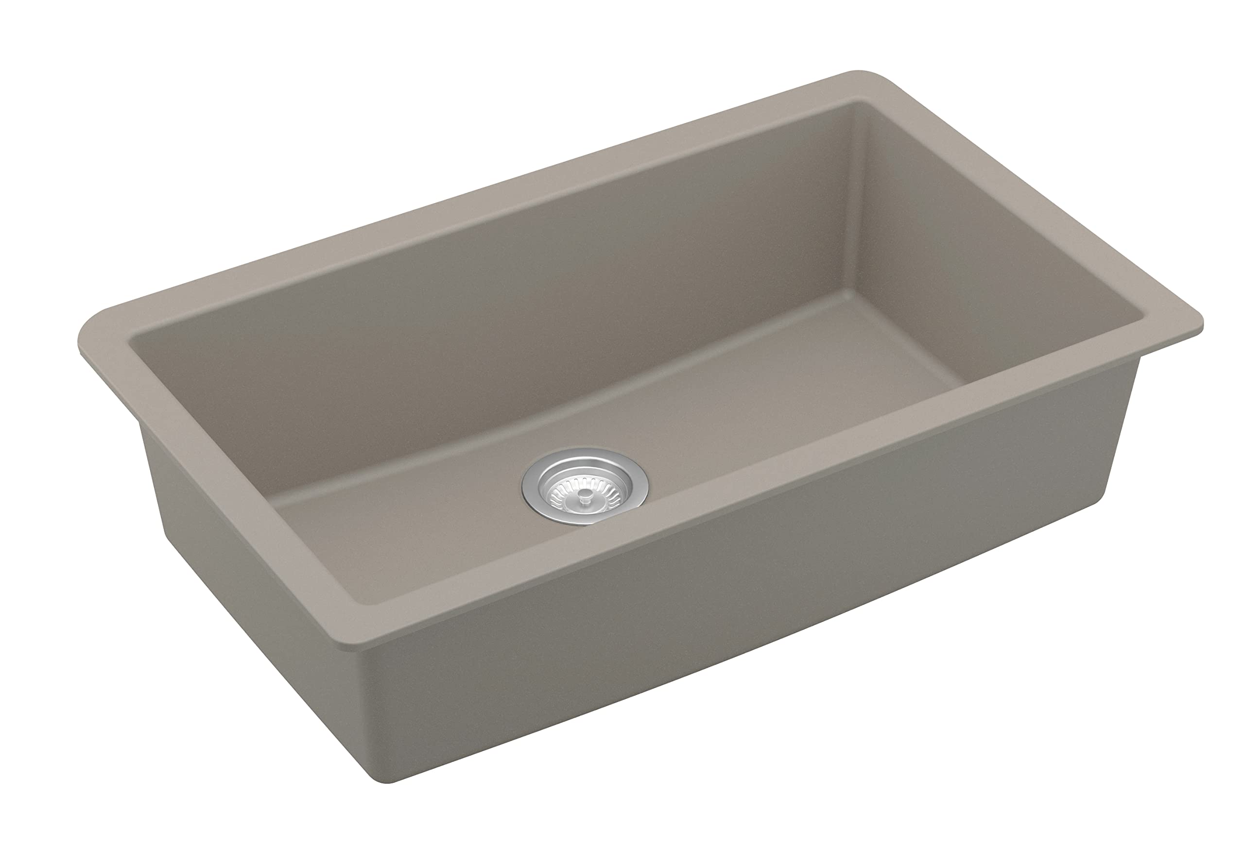 Karran QU-812 Undermount 32.5 in. Large Single Bowl Quartz Kitchen Sink in Concrete