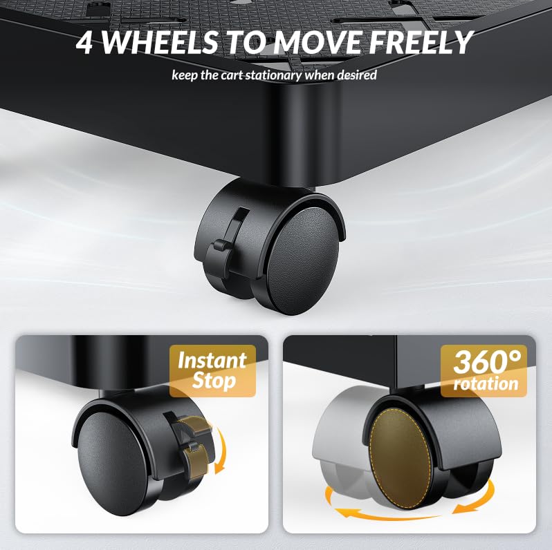 Computer Tower Stand CPU Stand - iDsonix Ventilated PC Tower Stand, Under Desk CPU Holder Mobile PC Floor Stand with 4 Caster Wheels Fits for Gaming PC