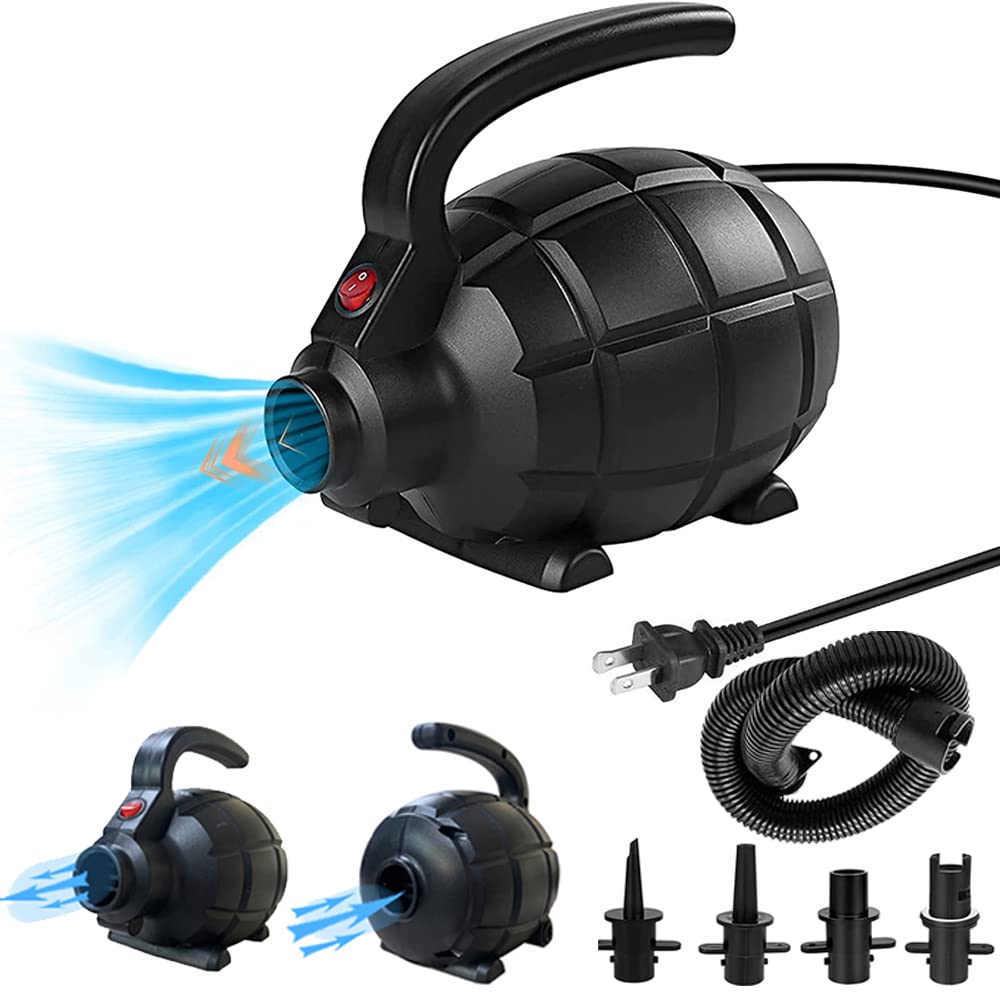 Electric Air Pump for Inflatable Air Tumble Track Gymnastics Mat, Air Roller Barrel, Swimming Ring, Air Bed, Pool Toy, Inflatables Raft Boat Electric Pump with 4 Nozzles(AC 110-120V(500W))