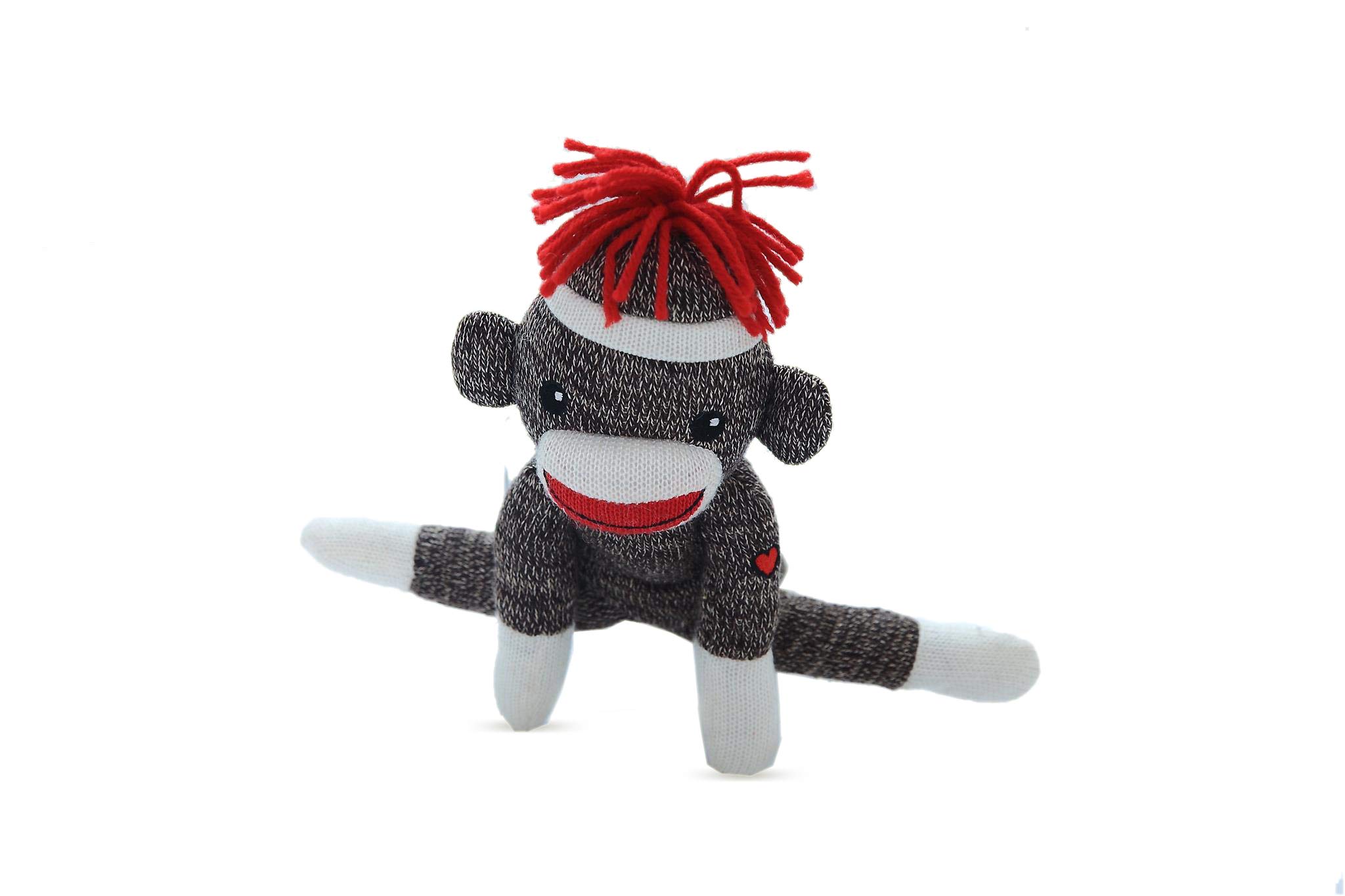 Plushland Adorable Sock Monkey 8 Inches Tall - Soft Realistic Plush Knitted Stuffed Animal Toy Gift - for Kids, Babies, Teens, Girls and Boys (Brown)