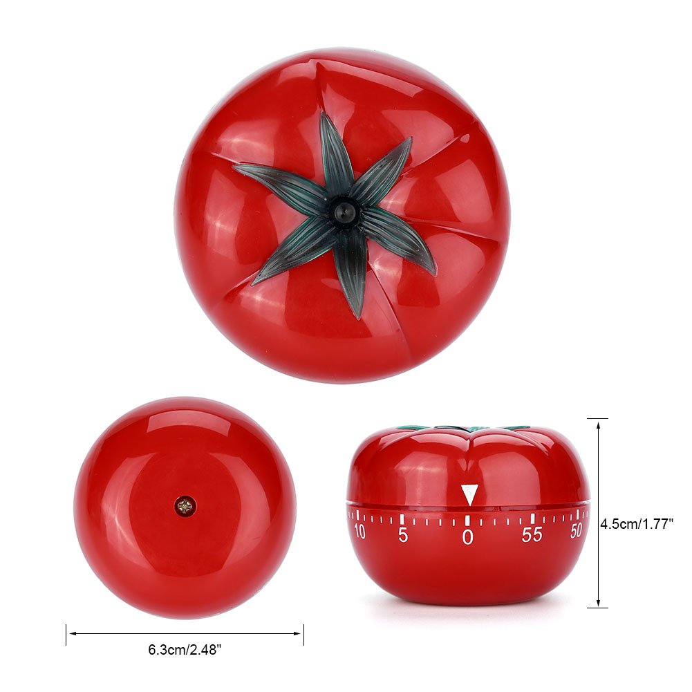 Cooking Timer Magnet, Tomato Shaped Mechanical 60 Minutes Countdown Timer Kitchen Cooking & Baking Helper(6.3 x 4.5cm)