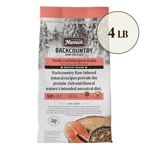 Merrick Backcountry Healthy Grains Premium Dog Food Kibble with Freeze Dried Raw Pieces, Pacific Catch Recipe - 4.0 lb. Bag