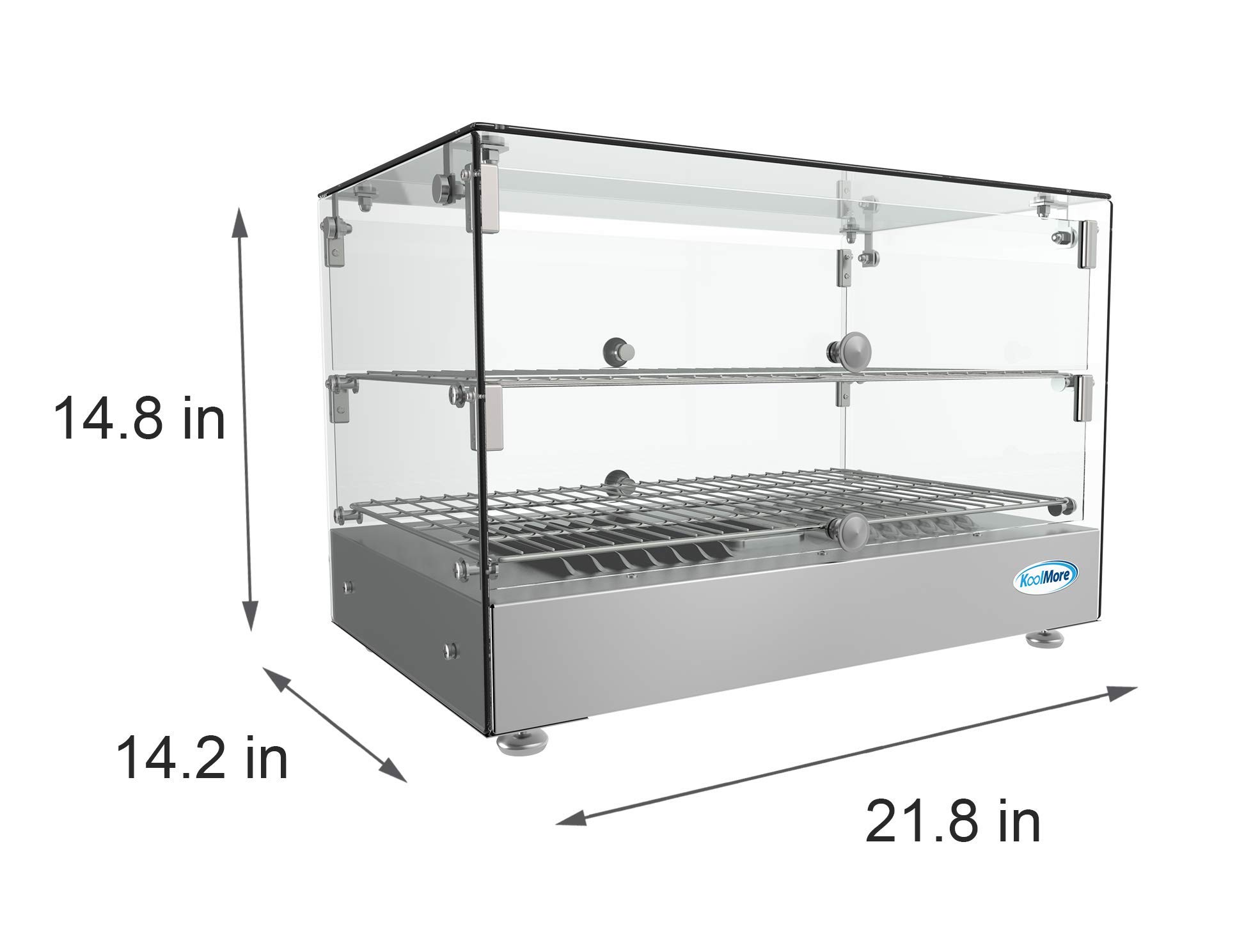 KoolMore - HDC-1.7C 22" Self Service 2 Shelf Commercial Countertop Food Warmer Display Case - 1.7. cu ft, Silver