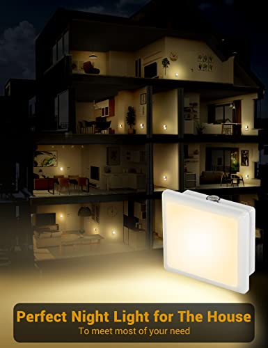JandCase Night Lights Plug into Wall[4 Pack],Plug in Night Light with Auto Light Sensor,3000K Warm White,Bathroom NightLight for Adults,Hallway,Kitchen