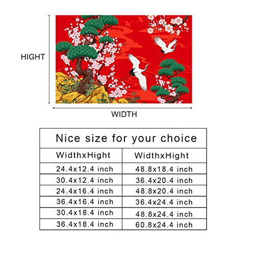 Cherry Blossom Tree Aquarium Background Poster Fish Tank Background for Fish Tank Backgrounds Wallpaper Decoration 12.4x24.4 inch Retro Crane Auspicious Cloud