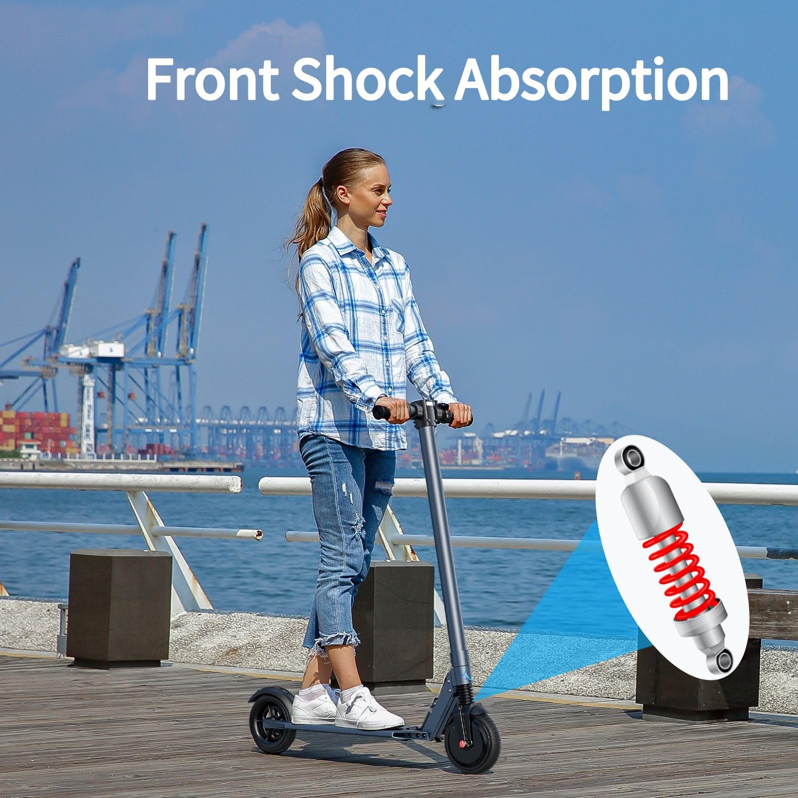 Caroma Electric Scooter 250W(400W Peak), Max 15.5 Miles Range & 15 MPH, 6.5" Solid Tire, Foldable Electric Scooter for Aduls & Kids, Commuting E Scooter for Adults with Braking System (Matte Blue)
