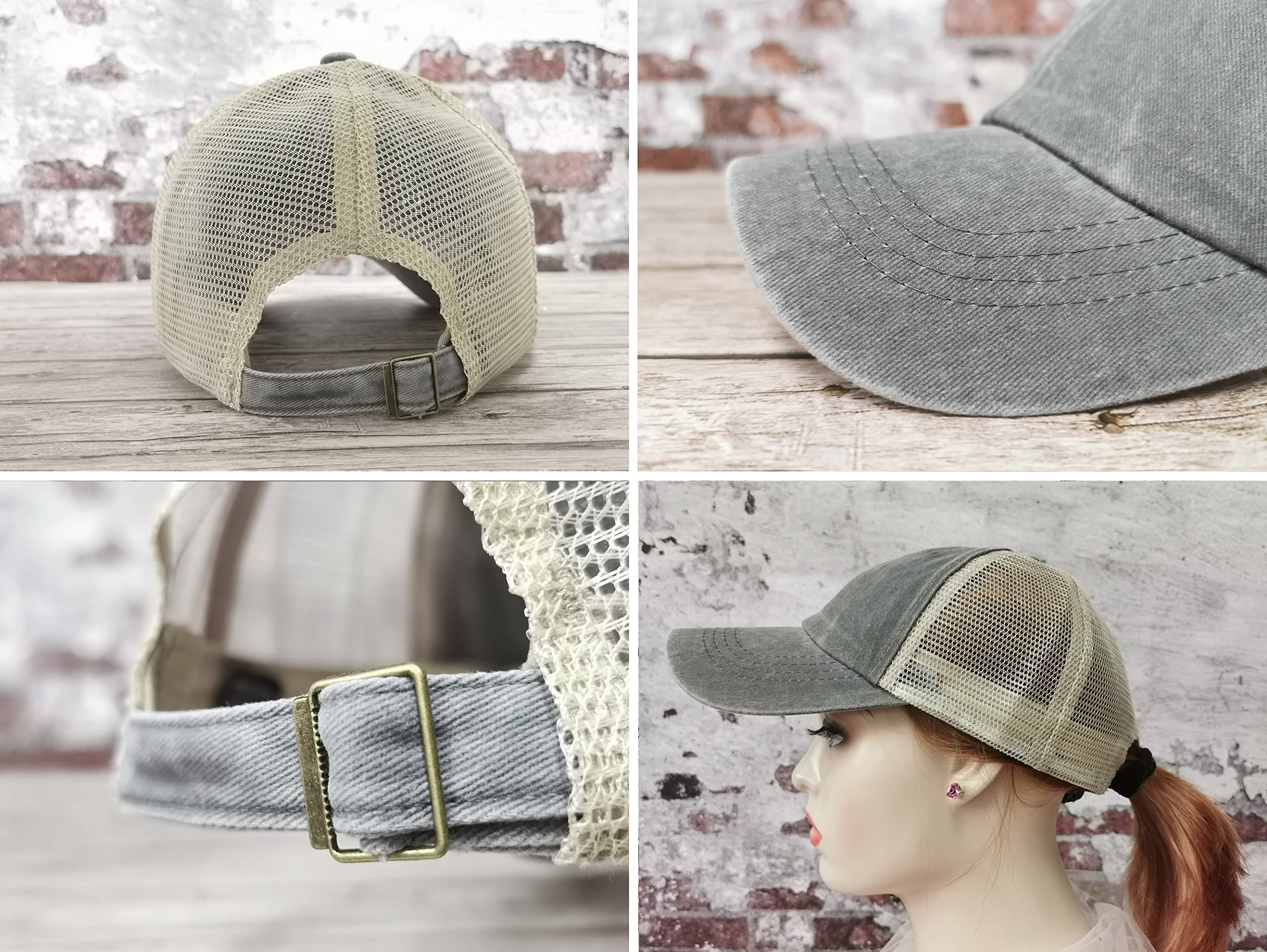 Embroidered Women Want Me Fish Fear Me Trucker Hat for Men, Grey Mesh Embroidery Baseball Cap, Outdoor Adjustable Cotton Snapback Dad Hat