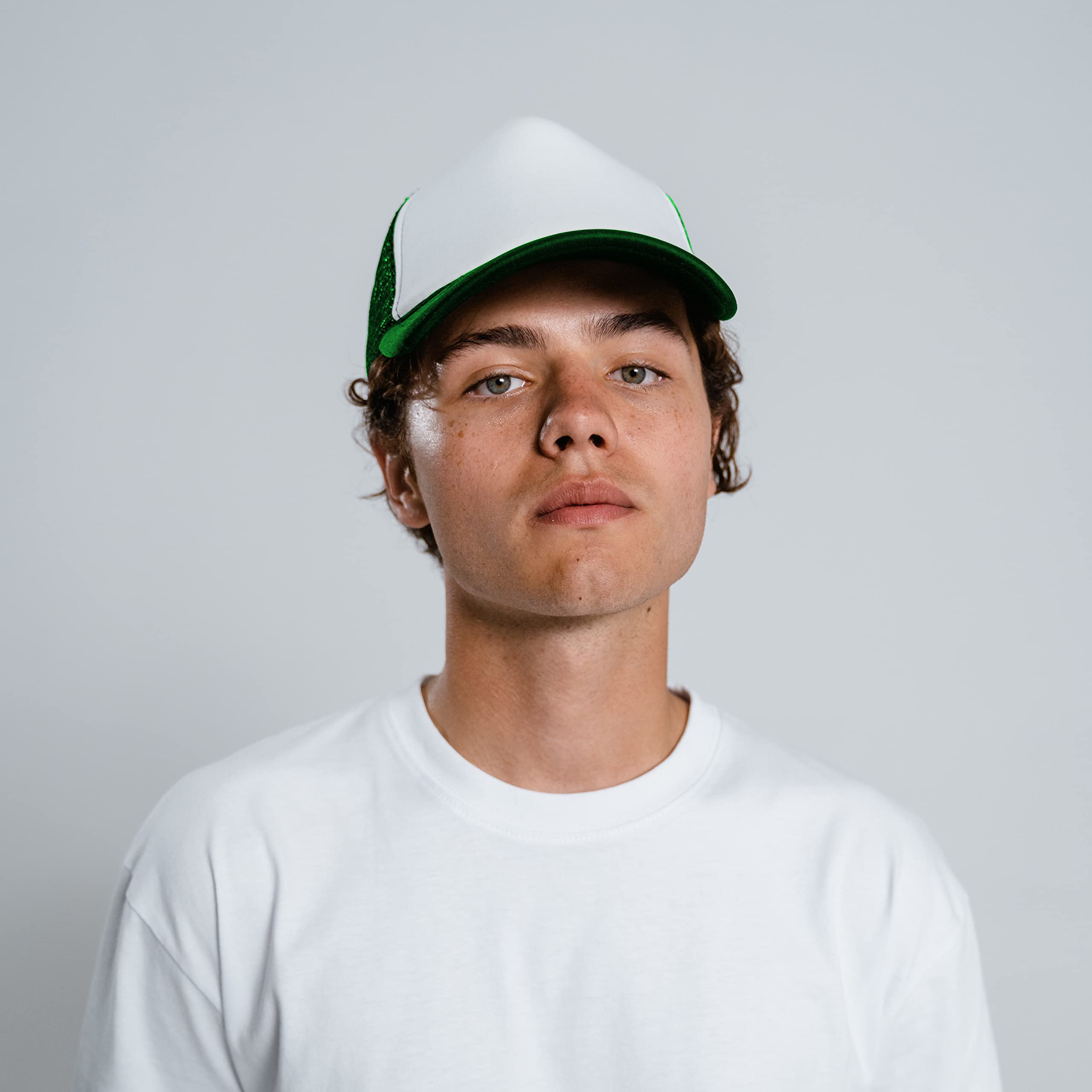 Craftman High Crown Foam Front Mesh Back Classic Trucker Hat with Adjustable Snapback for Men and Women 2pack(Navy/White Green/White)