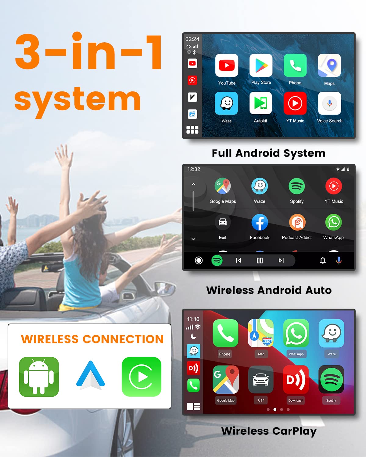Carlinkit Ai Box Mini, Android 11, Multimedia Video Magic Box,3GB+32GB,Built-in GPS,Wireless Caplay & Wireless Android Auto, Only Support Car with OEM Wired CarPlay